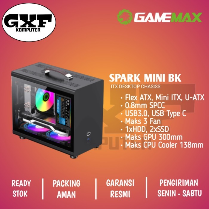 Jual BEBAS ONGKIR - Casing Gamemax Spark Mini Black - MATX | Shopee Indonesia