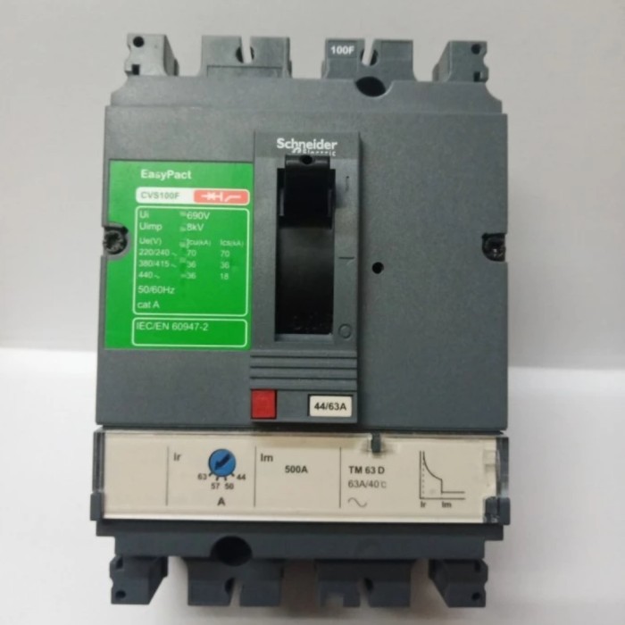 Jual MCCB EasyPact CVS100F 36KA 3P 44.1-63A Schneider Electric 3Pole ...