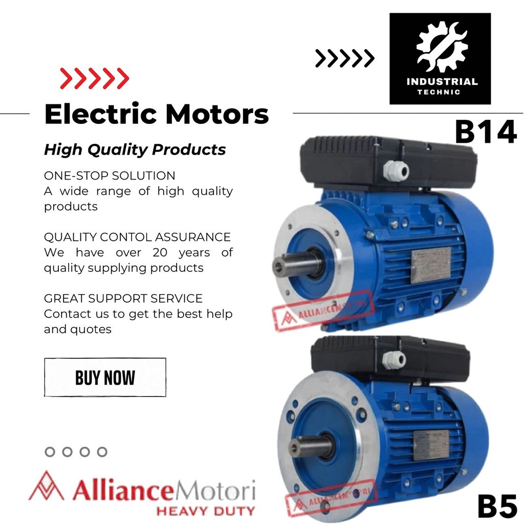 Jual ELECTRIC MOTOR 1 PHASE ALLIANCE A-YL / AYL B5 / B14 2P 0,5KW 0,75HP SINGLE PHASE 220V ...