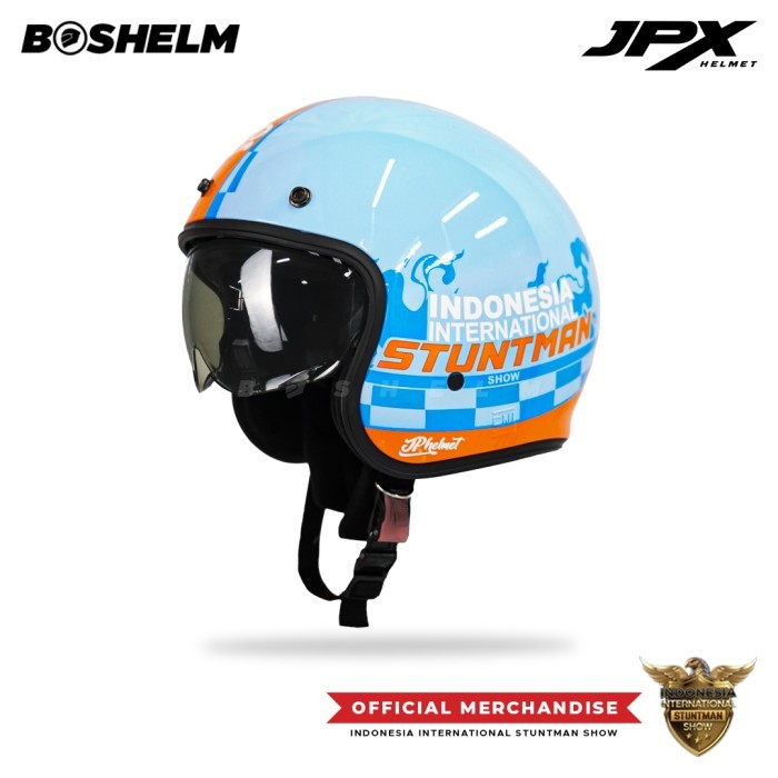 Jual Helm Retro Jp Signature Open Stuntman Show Helm Half Face Sni ...