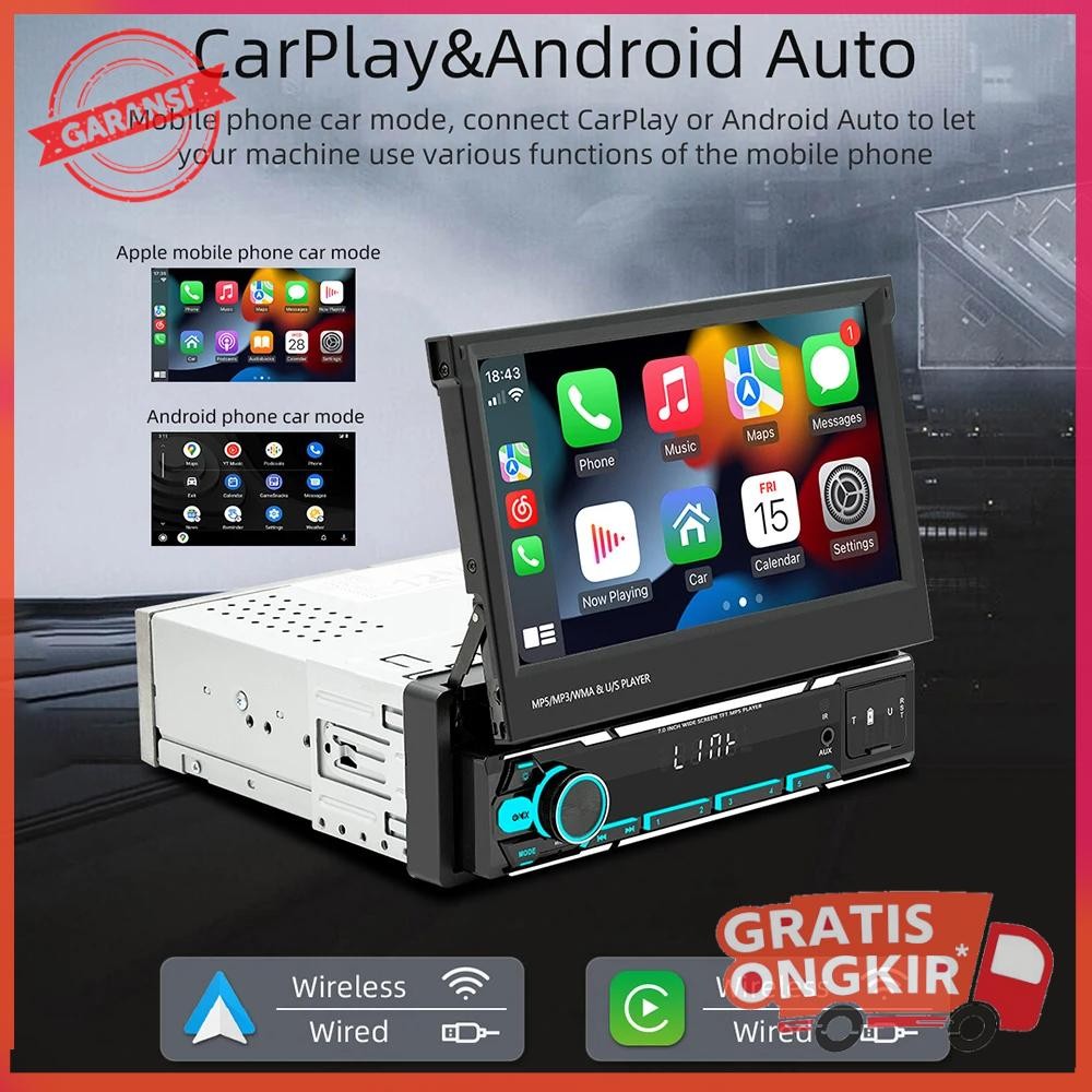 Jual Head Unit Mobil Single DIN Touch Screen HD Bluetooth ISO 7 Inch ...
