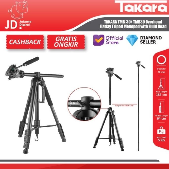 Jual Takara Tmb-30/ Tmb30 Overhead Flatlay Tripod Monopod With Fluid Head New Stok | Shopee ...