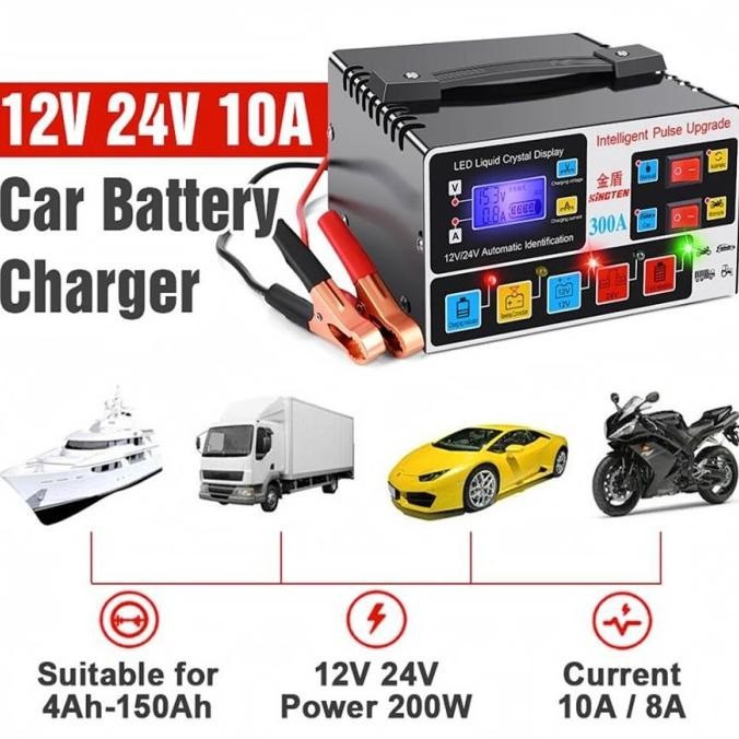 Jual CHARGER CAS CASAN AKI OTOMATIS MOTOR MOBIL 12V 24V 800A SMART ...