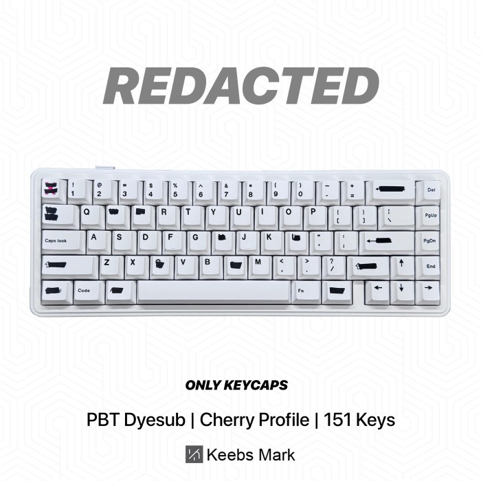 Jual Redacted Keycaps PBT Dyesubt 151 Keys Cherry Profile Keycaps ...