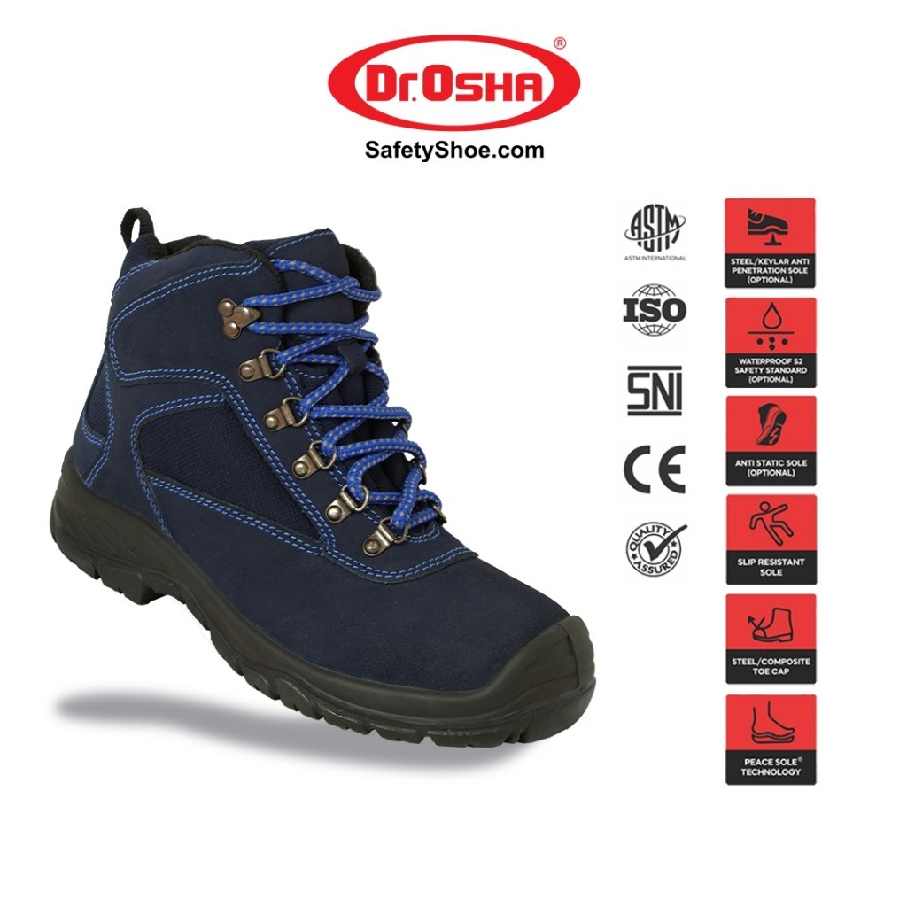 Jual Dr OSHA President 3238 Safety Shoes Ankle Boot - Blue Suede ...