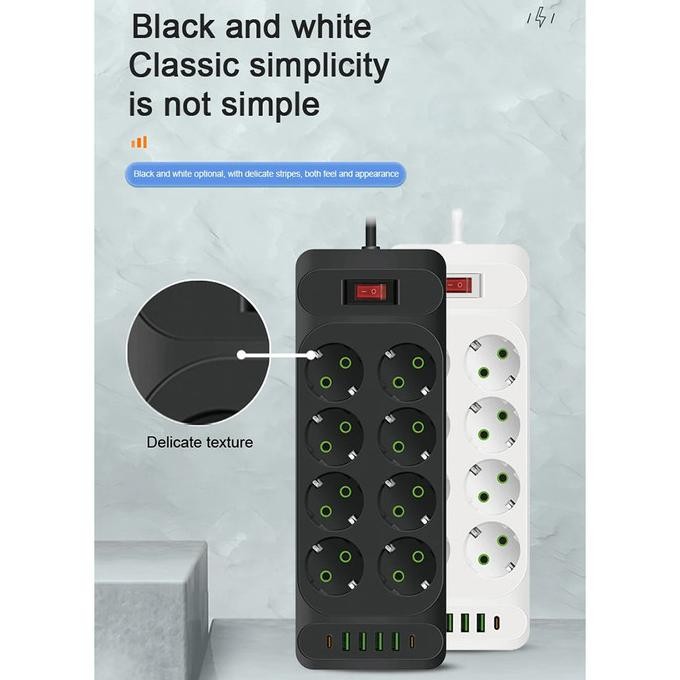 Jual Stop Kontak USB Type C Colokan Listrik 10 Lubang EU Plug Flame Retardant 10A 250V 2500Watt ...