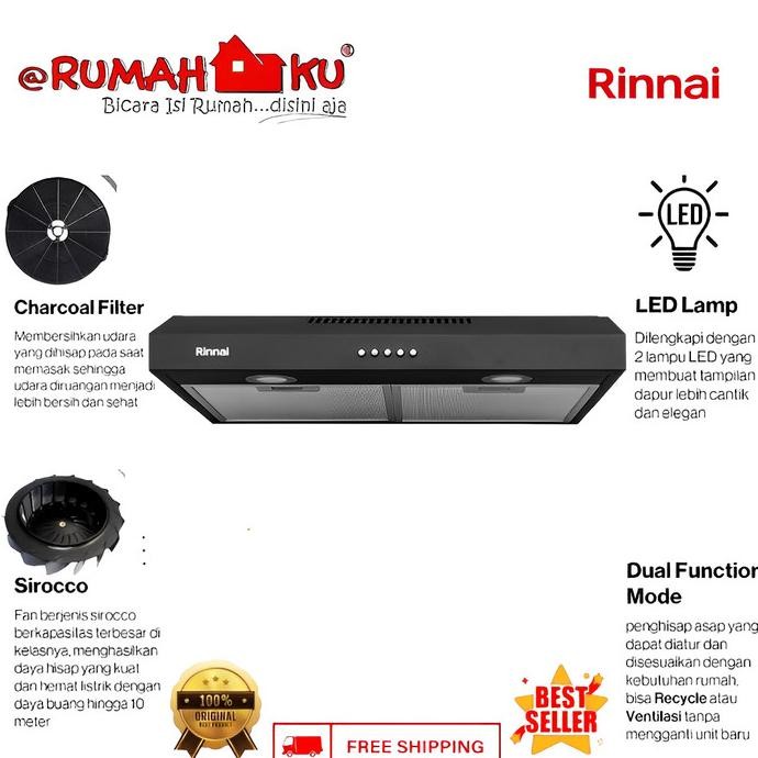 Jual Cooker Hood Rinnai Rh-126B Slim Cooker Hood Original Dan Terpercaya | Shopee Indonesia