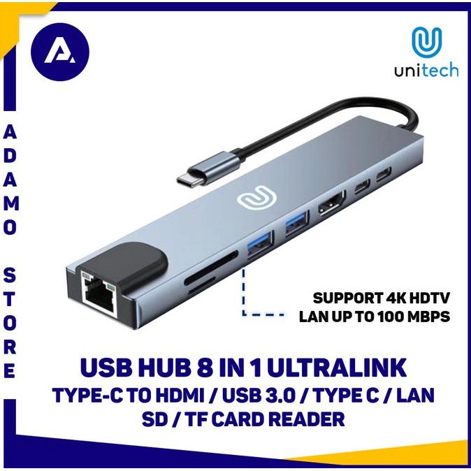 Jual HARGA DISC - Unitech Converter Adaptor 4K 8in1 Type-C to HDMI ...