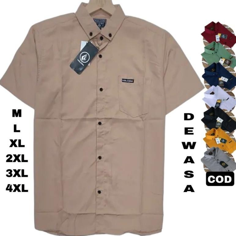 Jual SD83 baju kemeja polos pria lengan pendek / Hem basic kerja formal slimfit mustard sage ...