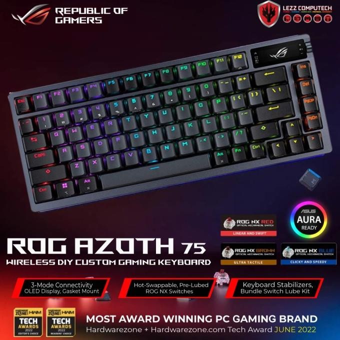 Jual CO ASUS ROG AZOTH 75 | Wireless DIY Custom Gaming Keyboard ...
