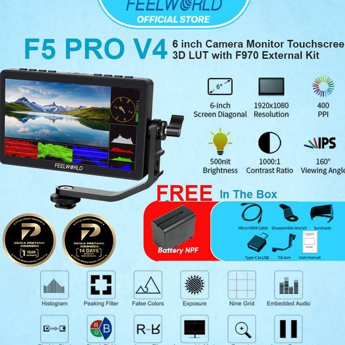 Jual Feelworld F5 Pro V4 6 Inch Touch Screen Dslr Camera Field Monitor ...