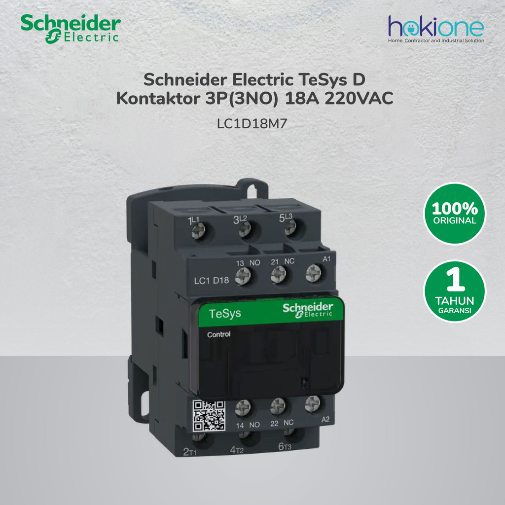 Jual Schneider Electric TeSys D Kontaktor 3P(3NO) 18A 220VAC - LC1D18M7 ...