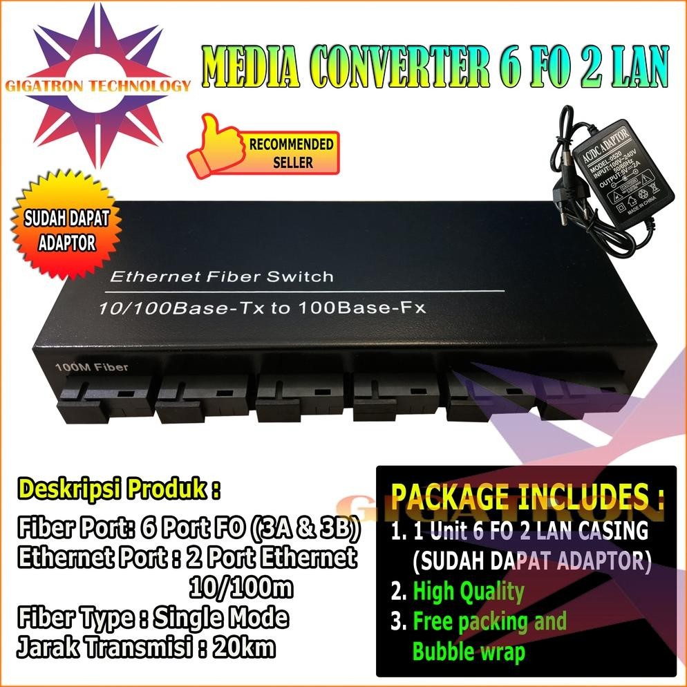 Jual Media Converter Fiber Optic 6 Port Fo 2 Port Lan 10/100 Full Body ...