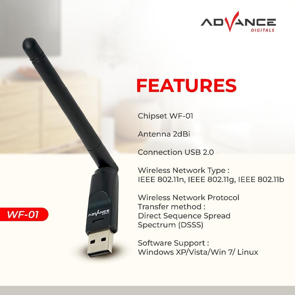 Jual Advance Usb Dongle Wifi Wireless Adapter Receiver Wf-01 Komputer Pc Laptop Set Top Box ...