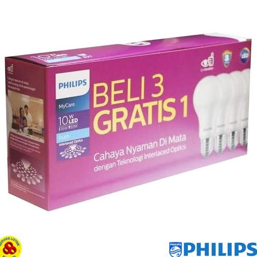 Jual Lampu - Philips Lampu Led Mycare 10W Paket Led Bulb 10 Watt Isi 4 Putih | Shopee Indonesia