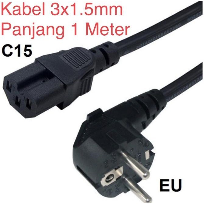 Jual Kabel Cable Power Cord C15 COAK EU Plug 1.5mm 1,5mm Kualitas Bagus ...