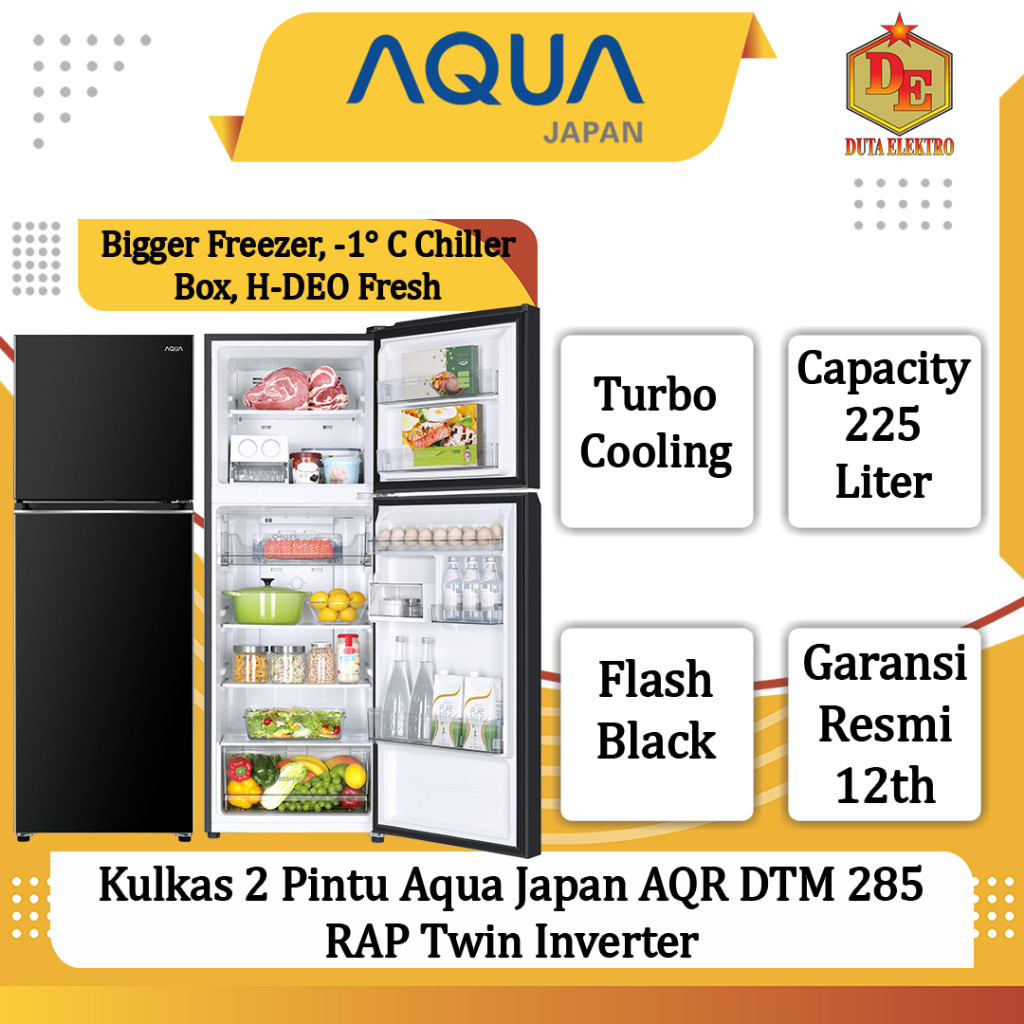 Jual Kulkas 2 Pintu Aqua Japan AQR DTM 285 RAP Twin Inverter | Shopee Indonesia