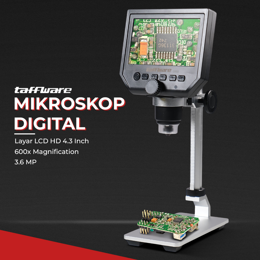 Jual Mikroskop Digital Microscope 3.6MP 600X + Monitor + Metal Stand ...