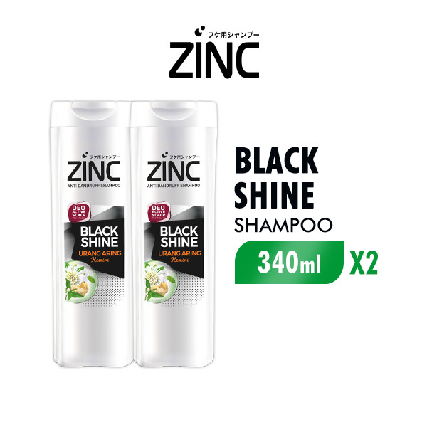 Jual Zinc Shampoo Black Shine Botol 340 ml x2 | Shopee Indonesia