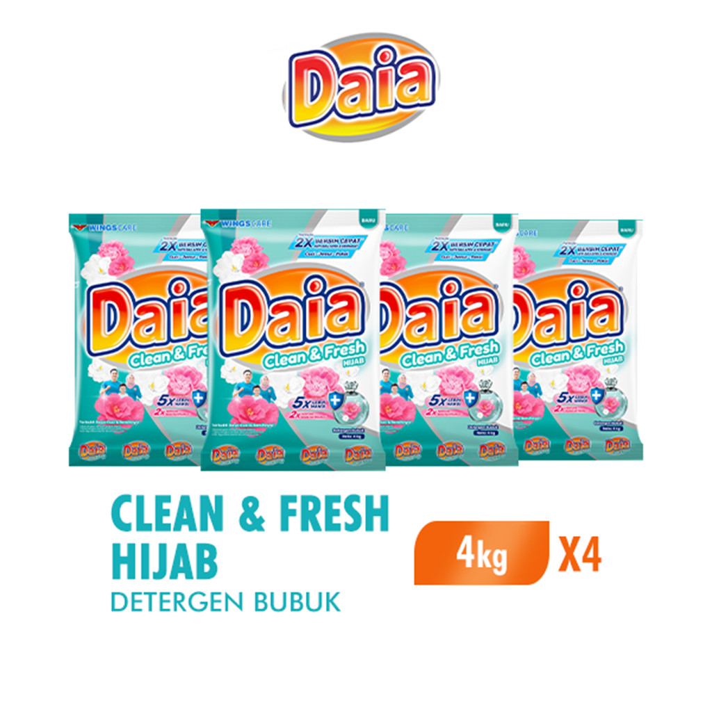 Jual Daia Detergen Bubuk Clean & Fresh Hijab 4 kg x4 | Shopee Indonesia