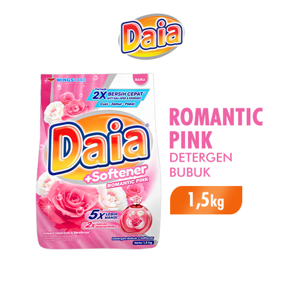 Jual Daia Detergen Bubuk + Softener Romantic Pink 1,5 kg | Shopee Indonesia