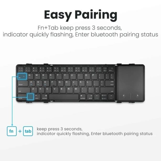 Jual TERBARU - Wireless Foldable Keyboard With Touchpad bluetooth 5.1 ...