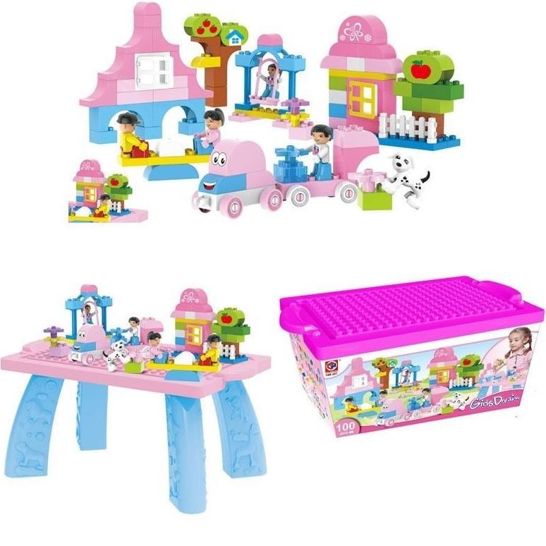 Jual ad-56 BRICKS BLOCKS ON TABLE mainan anak susun balok imajinasi ...