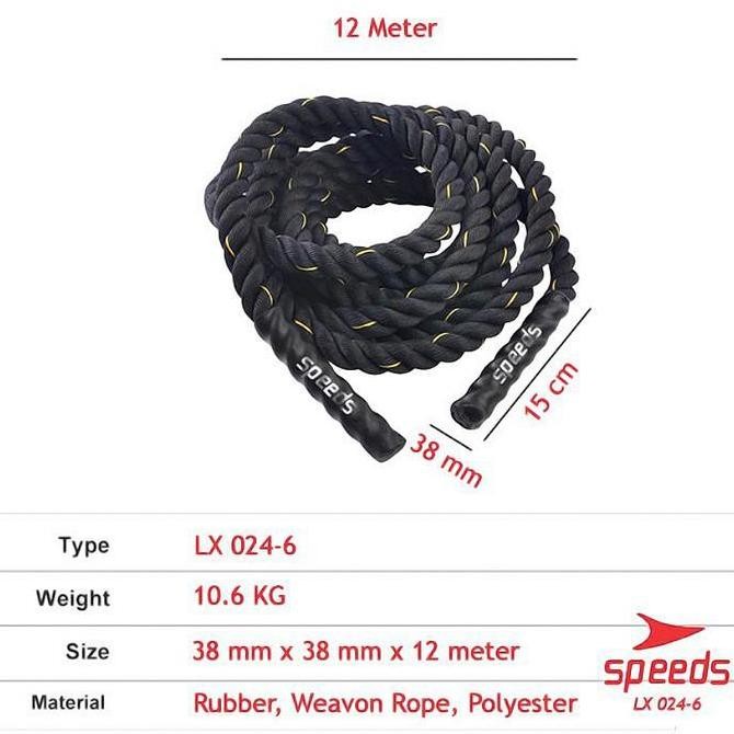 Jual Speeds Tali Fitness Battle Rope Battling Ropes Gym Waves Rope 12 ...