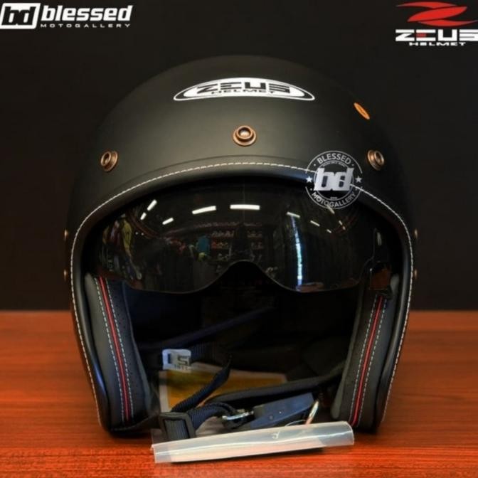 Jual Sale Zeus 380 Matt Black Doff Hitam Dop Helm Retro Bogo Harley M L ...