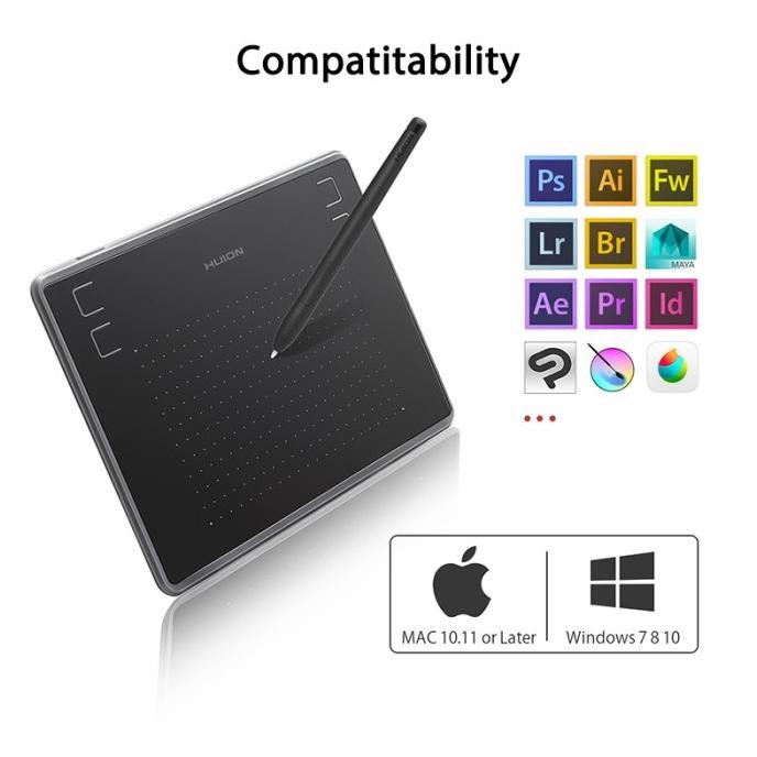 Jual Huion Papan Gambar Digital Graphics Drawing Pen Tablet 4 Inch Co ...