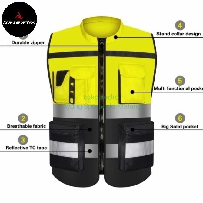 Jual Rompi Kerja Safety Vest Reflective Reflektif Hivis Ultralight ...