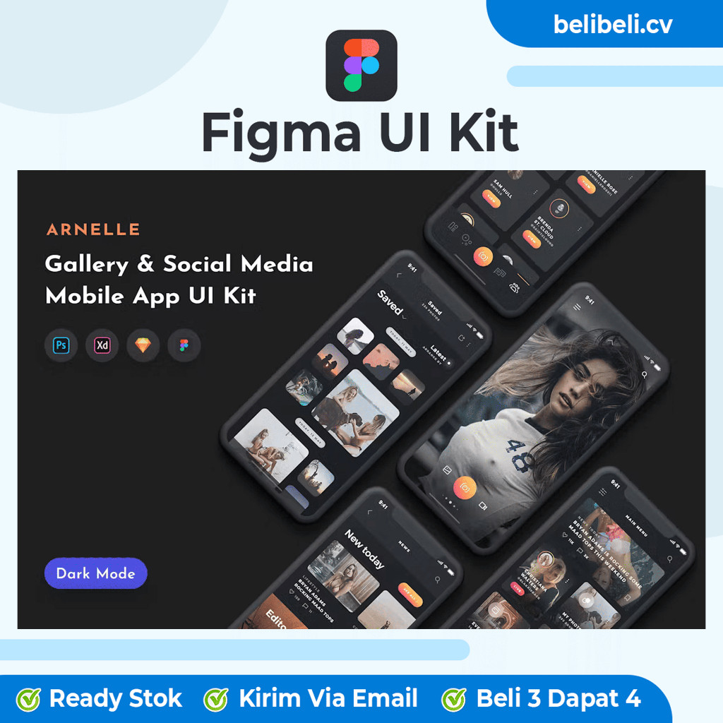 Jual Arnelle Gallery & Social Media Mobile App UI Kit - Premium Figma ...