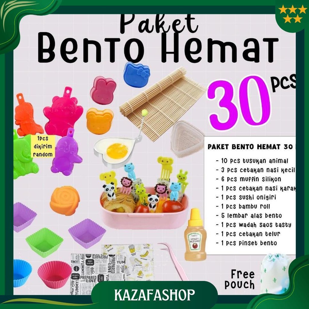 Jual 1 Paket Bento Hema Lengkap Tusukan Bento Bekal Anak Riceball Botol ...