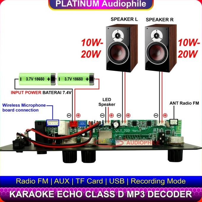 Jual Modul MP3 Decoder Bluetooth Karaoke Amplifier 2x 10W Multimedia ...