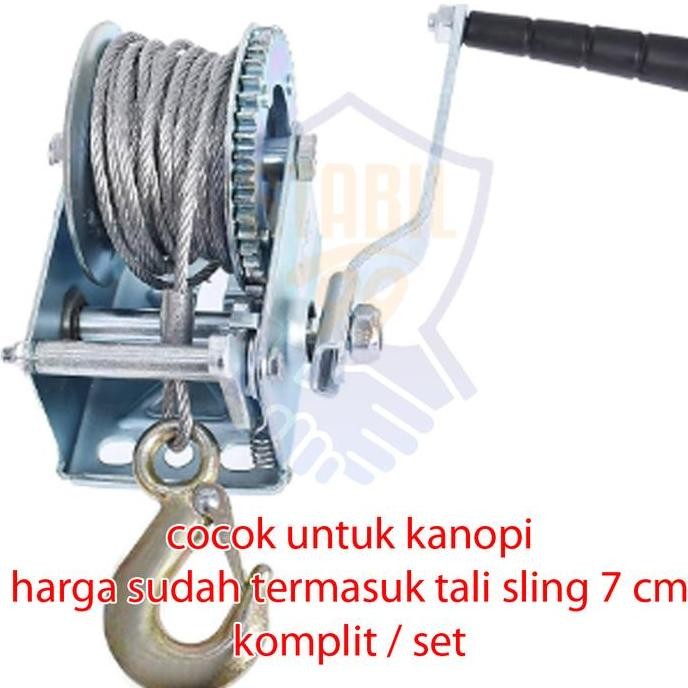 Jual Katrol Set+ Tali Sling 7 Meter Kerekan Engkol Sleding Kanopi Atap ...
