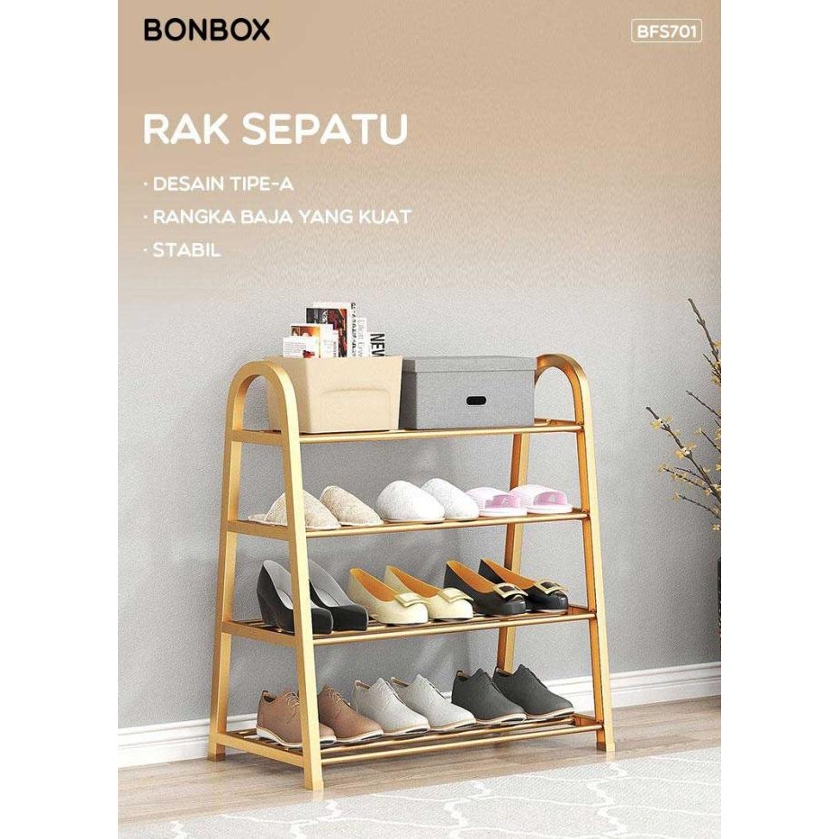 Jual Rak sepatu / sendal shoe rack rangka besi 4 tingkat Portable ...