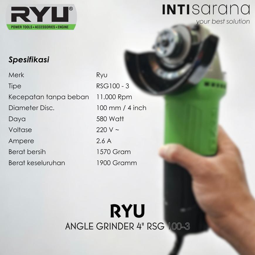 Jual BERGARANSI - MESIN GERINDA TANGAN LISTRIK TEKIRO RYU RSG 100-3 GRINDER | Shopee Indonesia