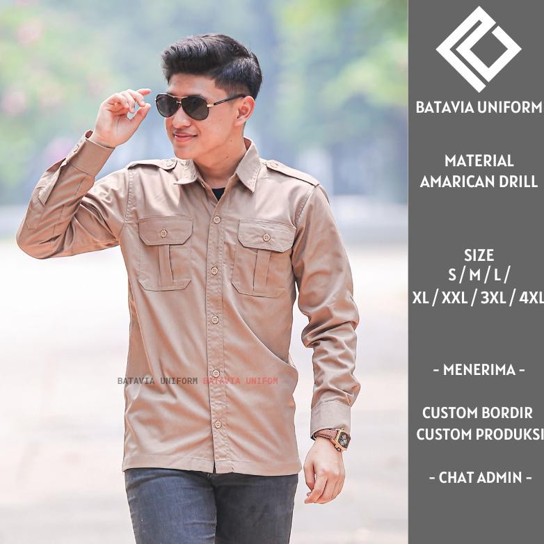 Jual TERLARIS Baju PDL Pria Lengan Panjang - Kemeja Seragam Kerja Dinas Lapangan PDL PDH Khaki ...