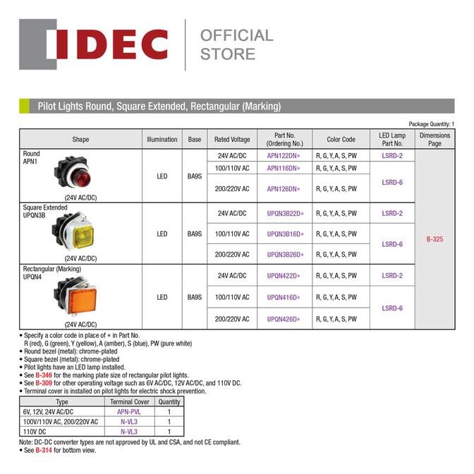 Jual Idec Apn126Dn Pilot Light Dome 30Mm Led 200/220Vac | Shopee Indonesia