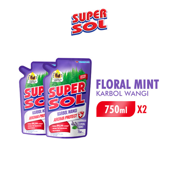 Jual Supersol Pembersih Lantai Karbol Floral Mint Pouch 750 ml x2 ...