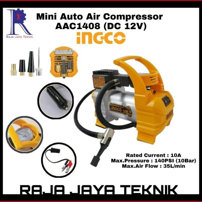 Jual Mini Air Compressor (DC 12V) INGCO AAC1408 - Pompa Kompresor Ban ...