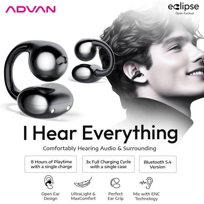 Jual BARU (NEW) ADVAN ECLIPSE TWS TRUE WIRELESS EARPHONE SPORTS OPEN ...