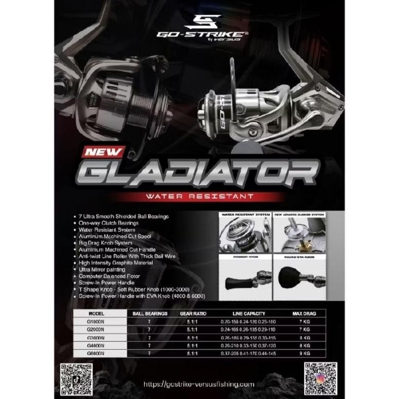 Jual Reel Go Strike Versus Gladiator New 1000/2000/3000/4000/6000 ...