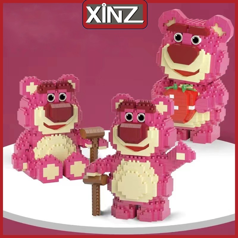 Jual XiNZ Mainan Edukasi Anak Balok Blok Pink Bear 3D Puzzle Brick ...