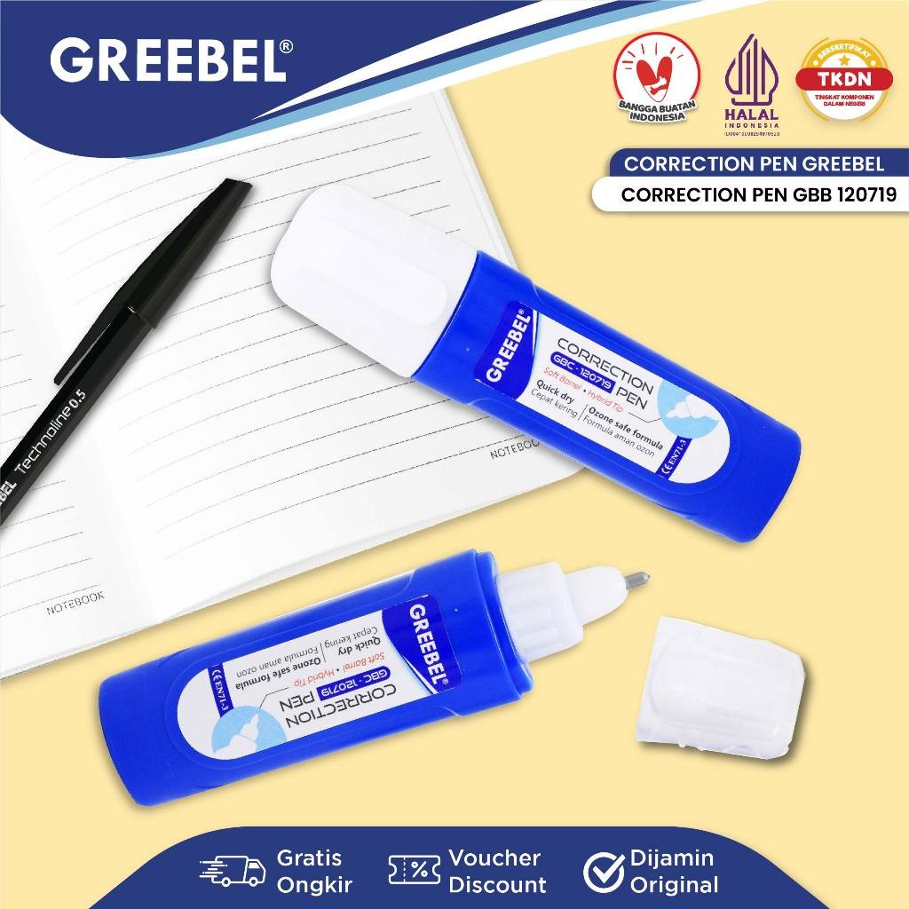 Jual GREEBEL Correction Pen Cair Tip Ex / GBC 120719 (PCS) Stipo Tip-Ex ...