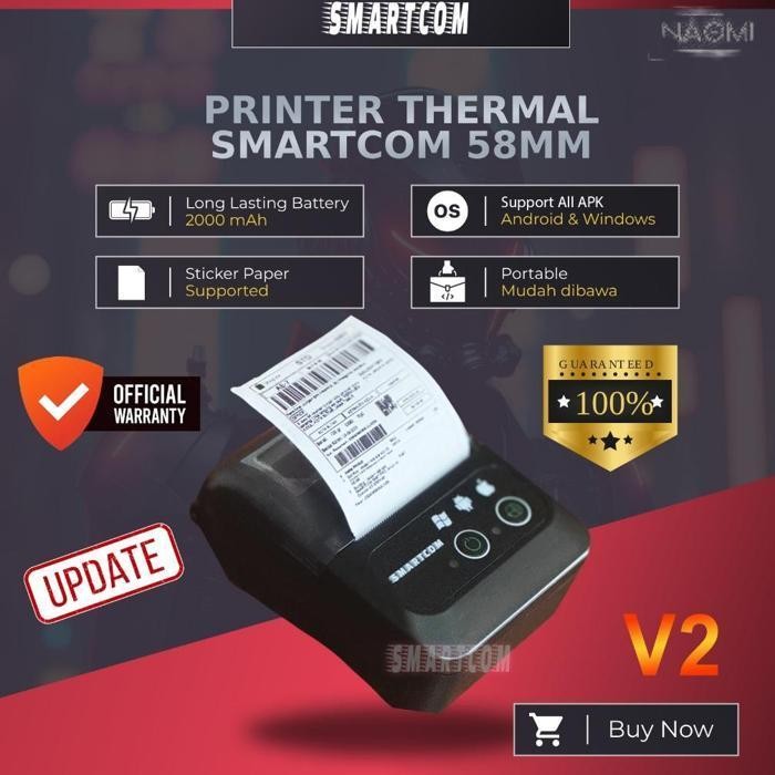 Jual Baru Smartcom ~ V2 Mini Printer Thermal Bluetooth 58Mm Cetak Nota Kasir Ppob Alamat Support ...