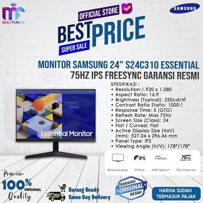 Jual Premium Monitor Samsung 24" S24C310 Essential 75Hz IPS FreeSync ...