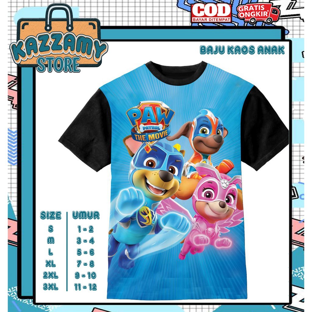 Jual Kaos Anak 3D Baju Anak Paw Patrol Mighty Pups Save The Bay - Kaos ...
