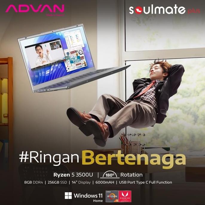 Jual ADVAN Soulmate Plus AMD Ryzen 5 3500U 8GB/256GB Laptop Notebook ...