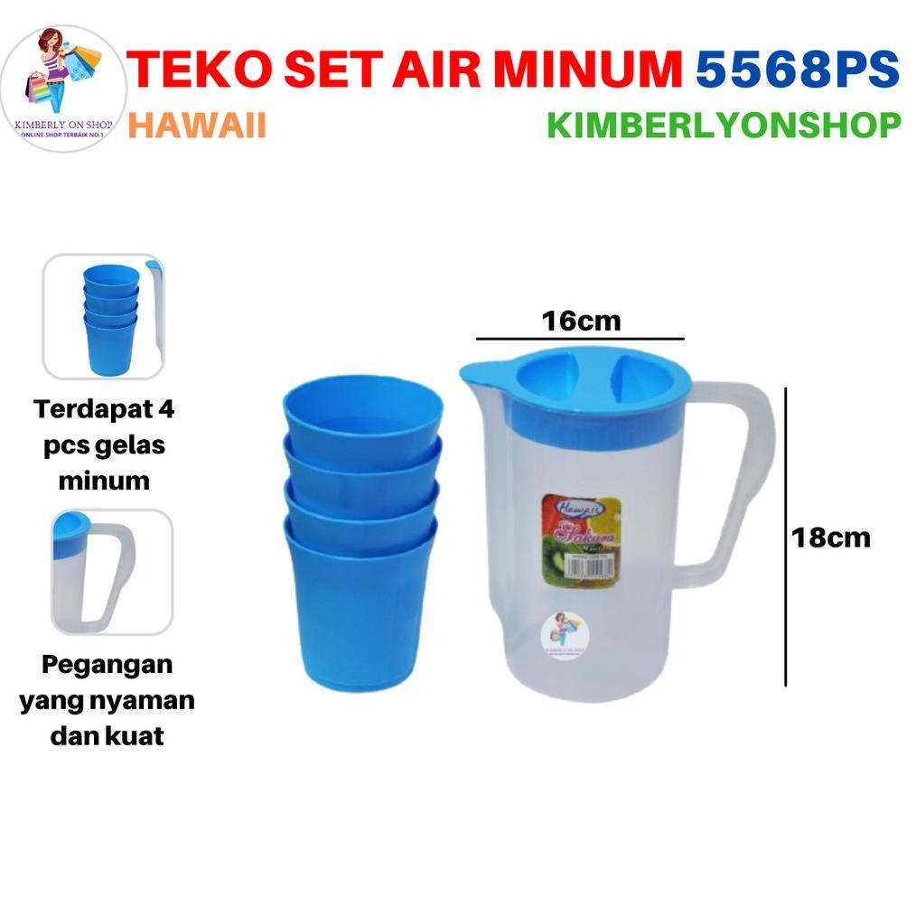 Jual Pitcher Minuman Picnic Sakura Set Teko Gelas Eskan 5568Ps Hawaii ...